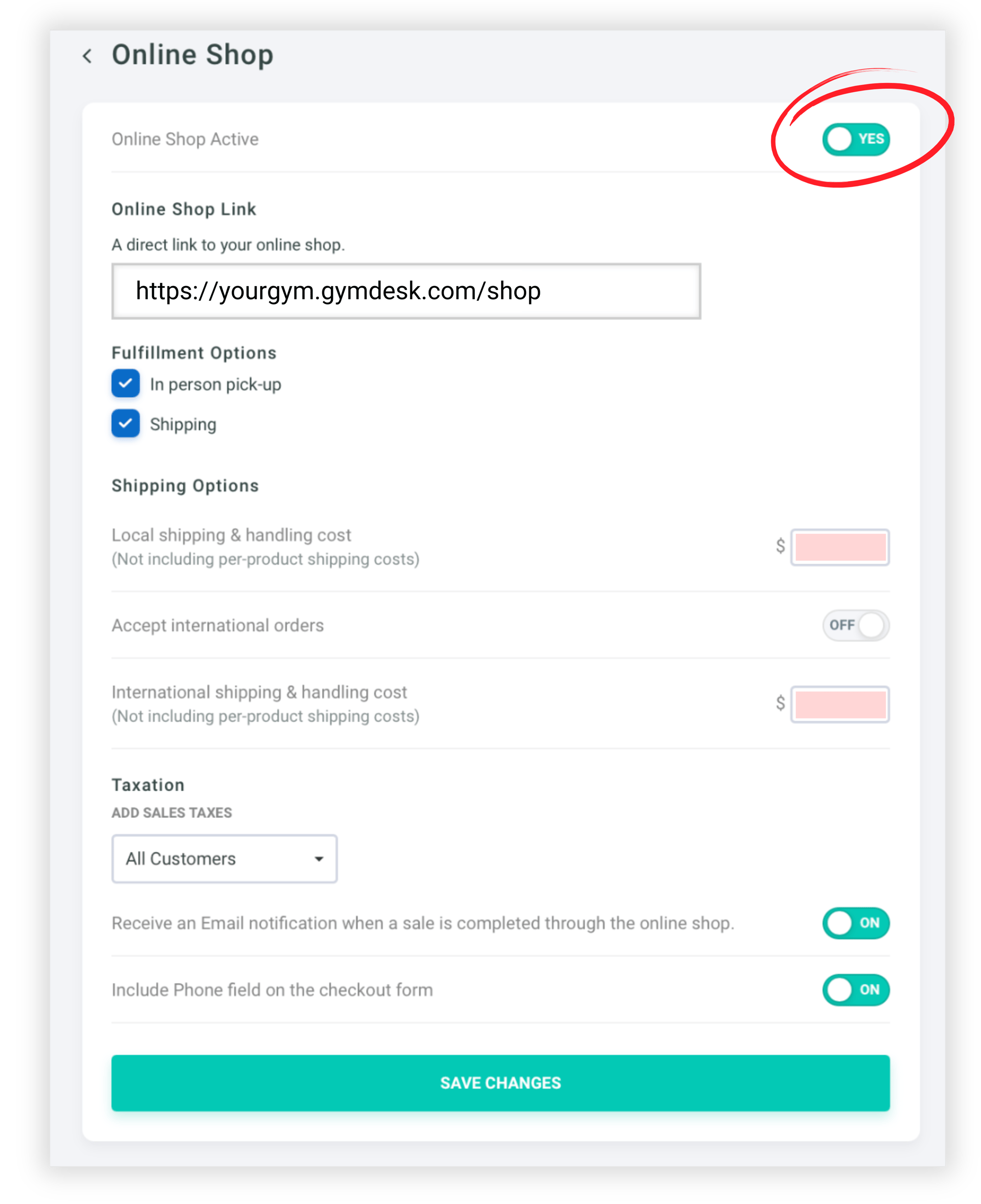 Sales Settings