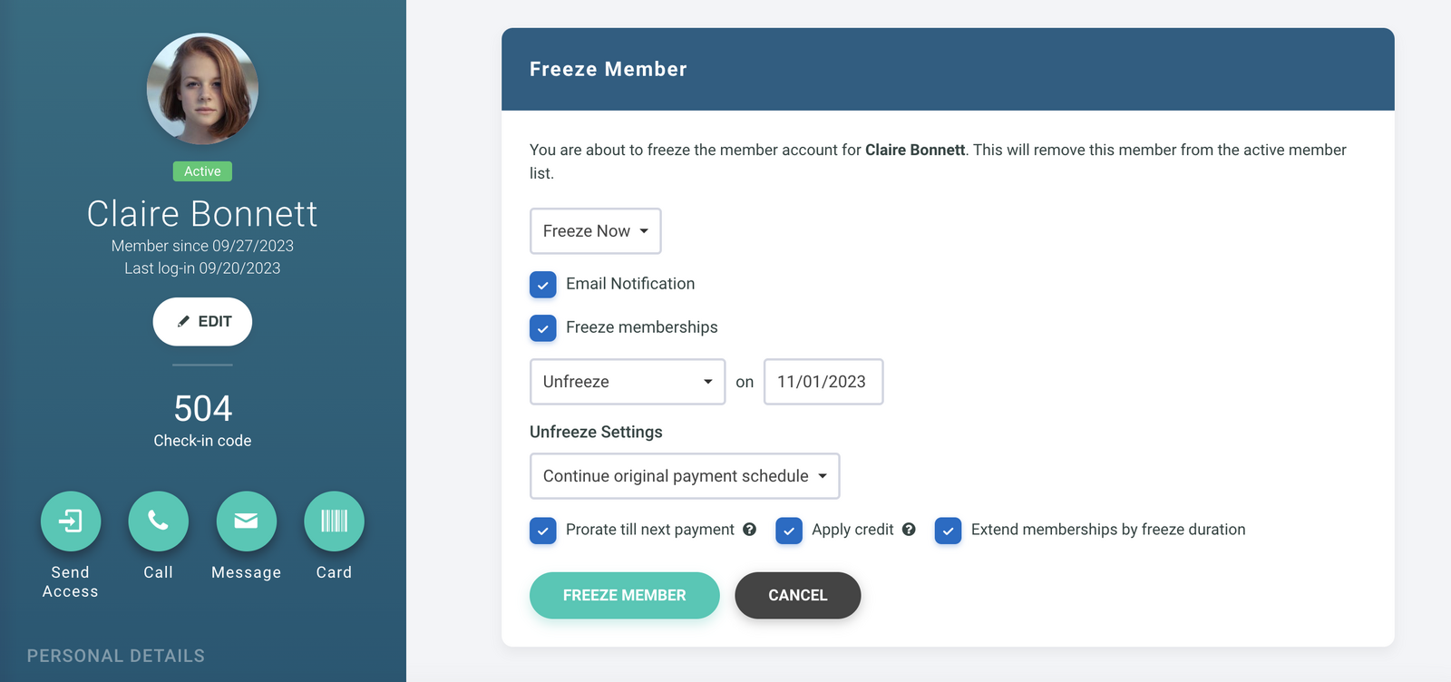 Freezing and Unfreezing Members